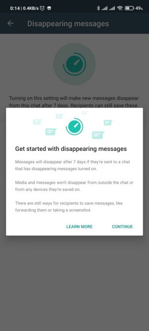 WhatsApp: Development of the 'Disappearing Messages' Feature to 24 Hours