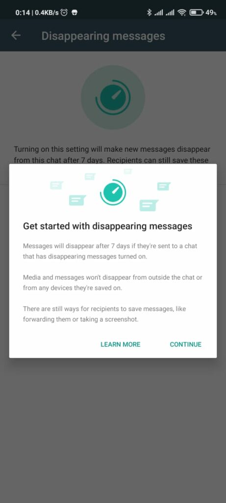 WhatsApp: Development of the 'Disappearing Messages' Feature to 24 Hours