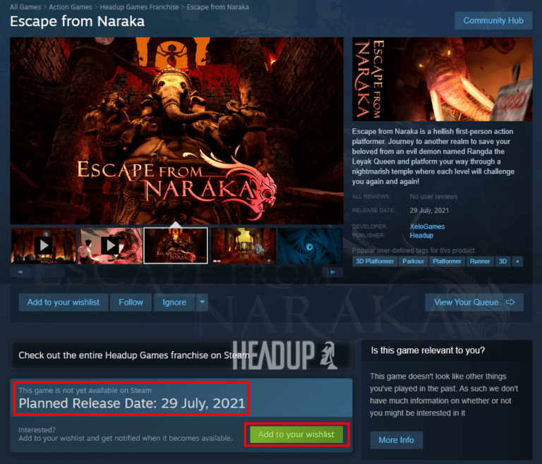 Wait for Escape from Naraka to Release on Steam July 29, 2021!