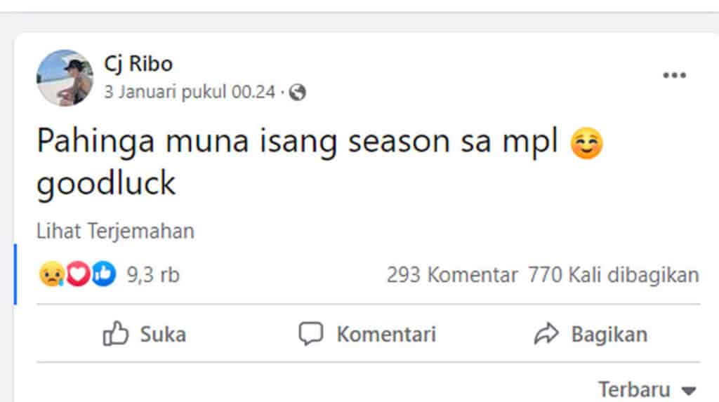 Mengejutkan! Carlito Ribo Bren Esports Resmi Hiatus Semusim Dari MPL PH!