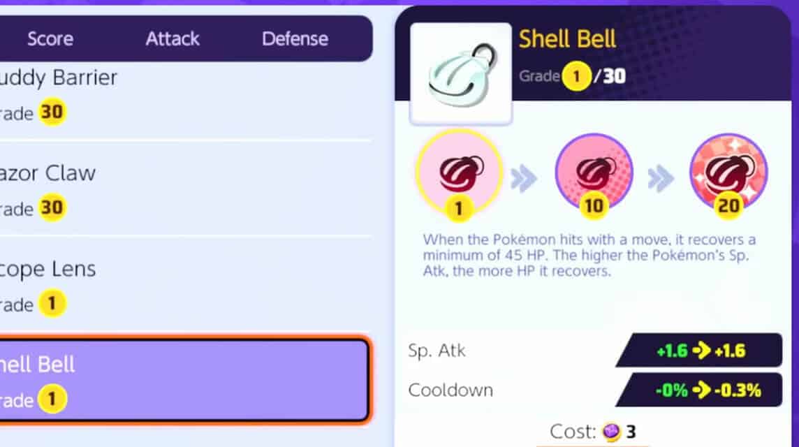 Shell Pokemon Unite Bell, Suitable For Pokemon Sp. Attackers!