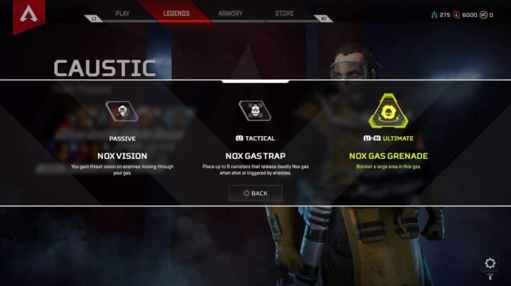 Skill Caustic Apex Mobile, Legend with Dangerous Poison Gas