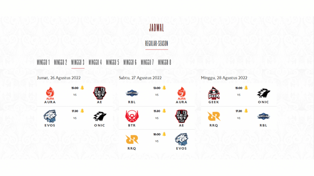 Jadwal MPL S10 Week 3, Persaingan Semakin Ketat!
