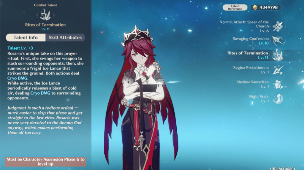 Pros of Rosaria Build as an Off-Field DPS!